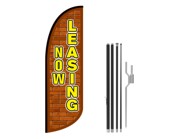 Pre-Printed NOW LEASING Message Banner Flags with Colorful Designs ...