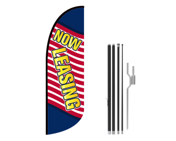 Pre-Printed NOW LEASING Message Banner Flags with Colorful Designs ...