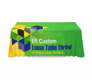 6ft Unprinted Black Versatile Loose Table Throw with Round Corners ...